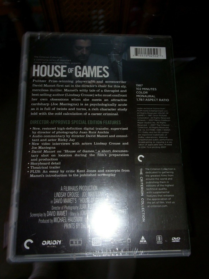 HOUSE OF GAMES - DVD - CRITERION COLLECTION SPECIAL EDITION - NEW AND ...