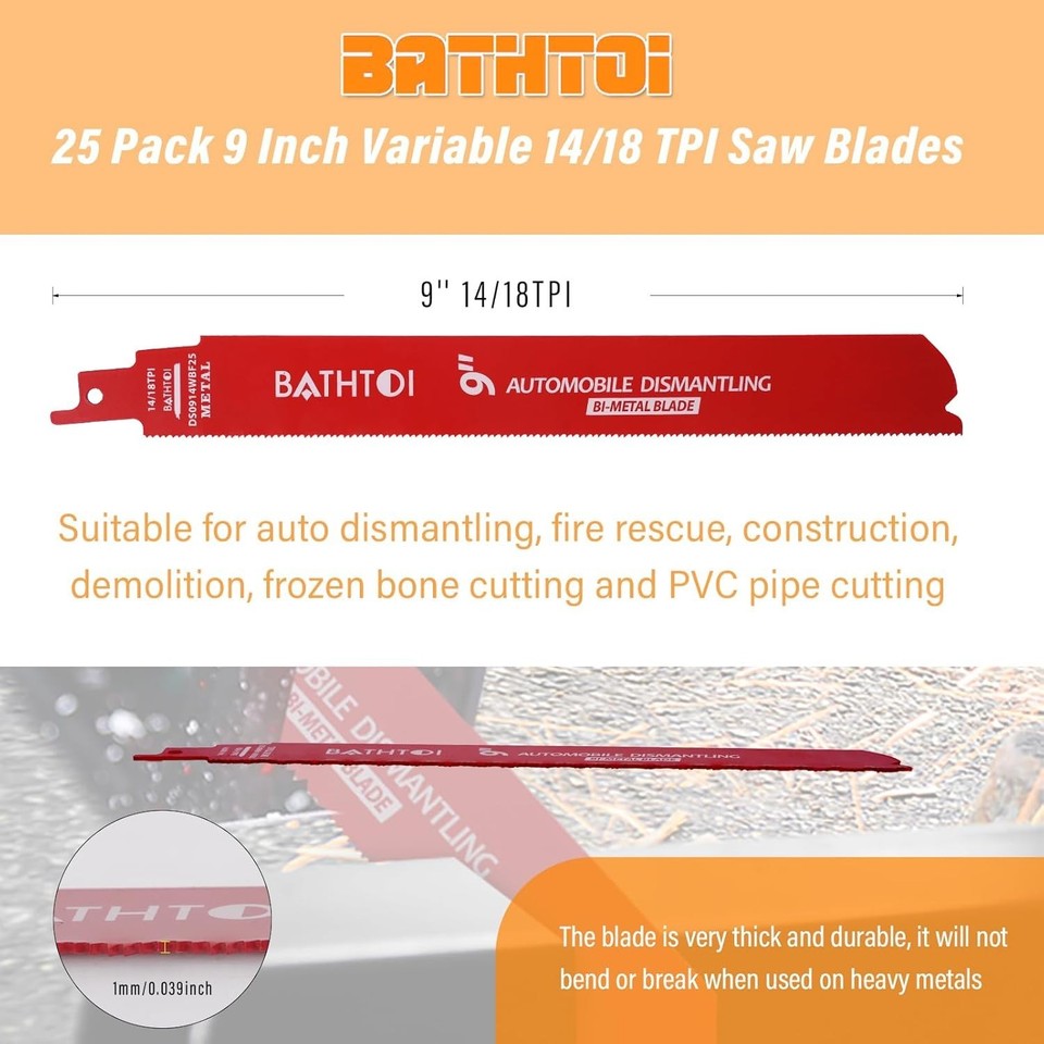 25 Pack 9 Inch 14/18 Tpi Reciprocating Saw Blades for Metal Cutting | eBay