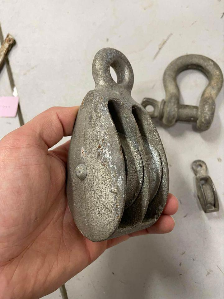 Set of Two (2) Vintage Metal Rope Pulleys & Collar / Hanger - LN | eBay