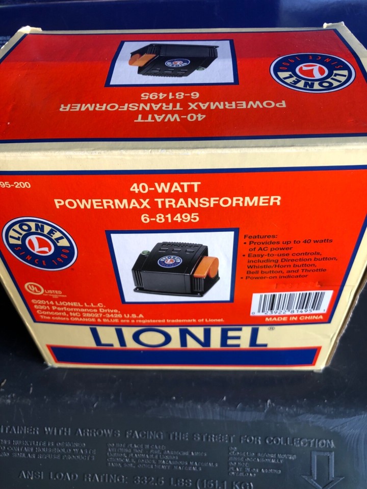 Lionel 6-81495 O Gauge 40W 40 Watt Powermax Transformer NEW IN BOX | eBay