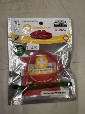 Mediband Write On Style Medical Alert ID Bracelet Silicone Wristband ...