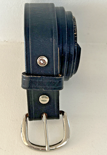 Vintage Black Leather Belt Casual Distressed 40 Removable Buckle Snap ...