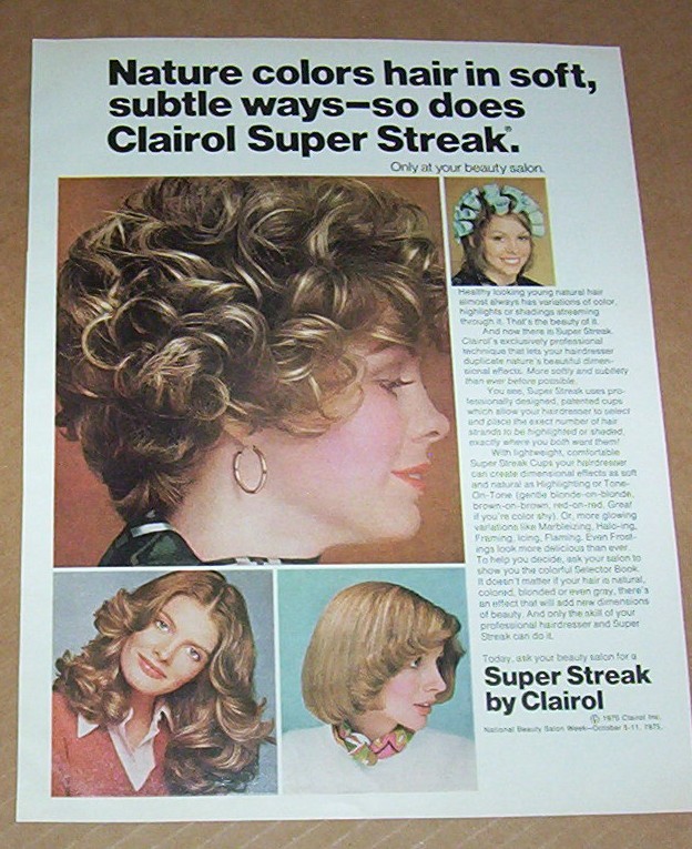 1975 print ad - Clairol Super Streak hair color RENE RUSSO vintage ...