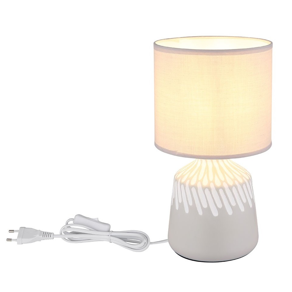 Lampe de Table Lampes de Chevet Lecture Céramique Tissu Aschfarben E14 ...