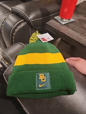 Baylor Bears Nike Green Football Sideline Cuffed Pom Beanie NCAA NWT ...