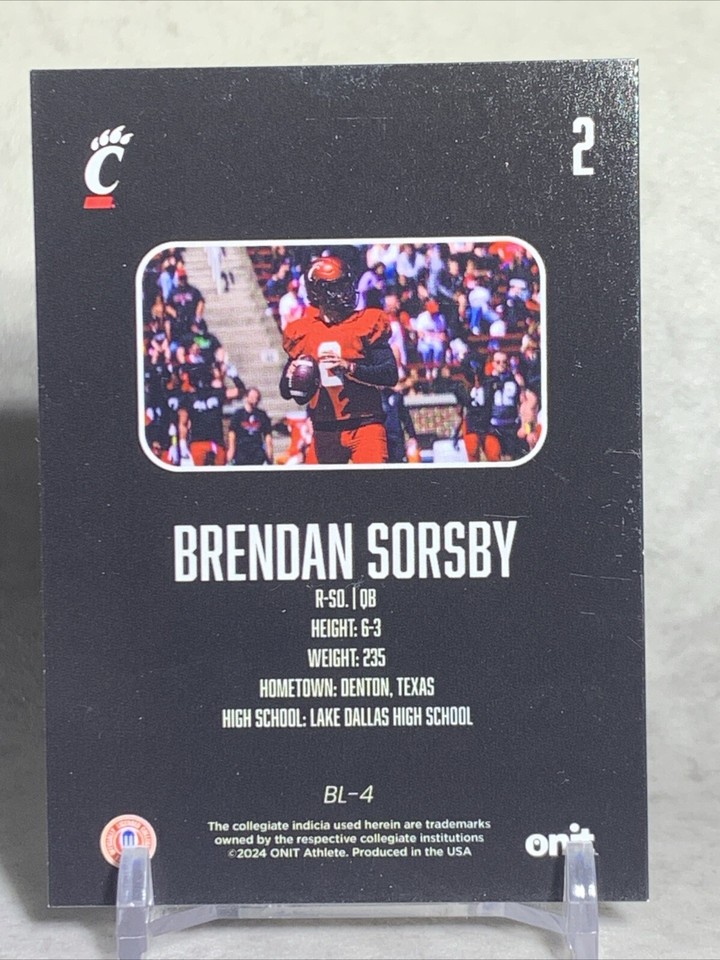 2024 Onit Athlete Cincinnati - BLACKOUT SP #BL4 Brendan Sorsby | eBay
