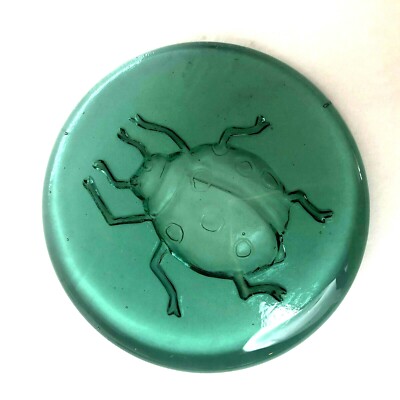 Art Glass Flat Disc PAPERWEIGHT w Beetle Bug Ladybug | eBay