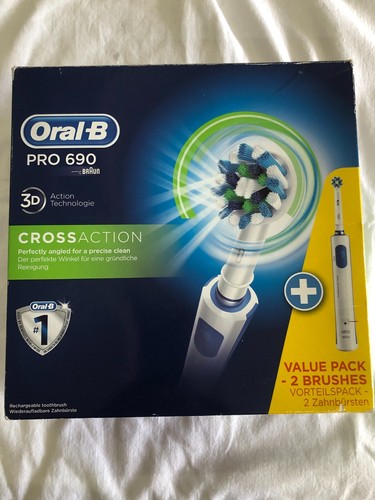 Braun Oral-B Pro 690 Cross Action Rechargeable Electric Toothbrush 2 ...
