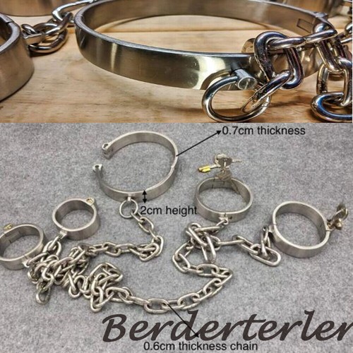 Heavy Duty Handcuff Ankle Neck Collar Cuffs Choker Stainless Steel ...