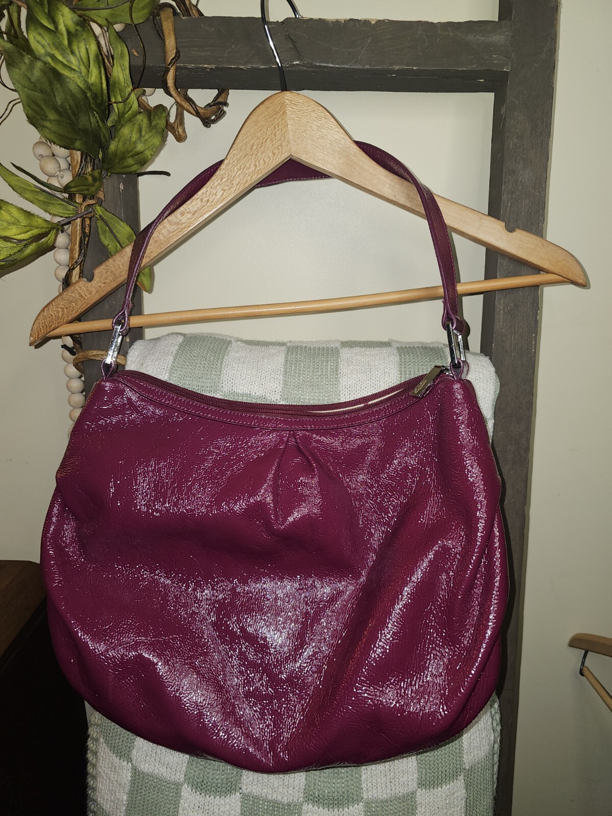 Vintage Hobo International Burgundy Wine Red Leather … - Gem