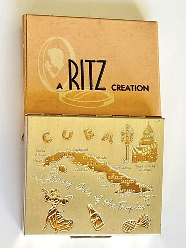 VINTAGE 1940'S - 1950's RITZ CUBA COMPACT OLD CUBAN MAP SOUVENIR | eBay