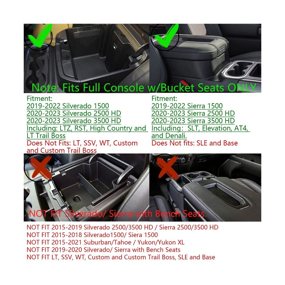 Full Size Center Console Organizer Tray Compatible with 2019-2022 Chevy ...
