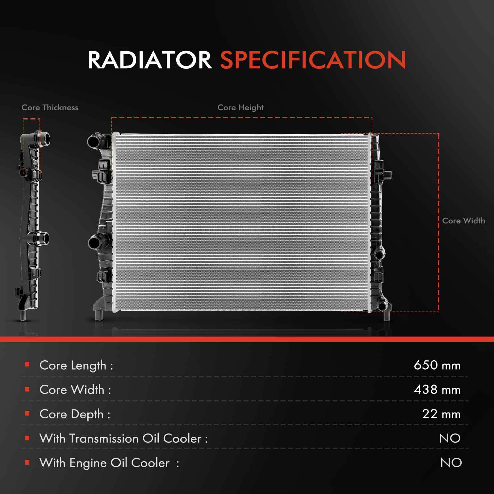 Engine Cooling Radiator for Audi A3 8V VW Golf VII Skoda Octavia III ...