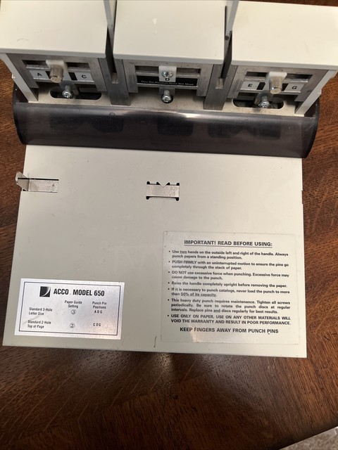 ACCO Model 650 Industrial Heavy Duty Adjustable 2- or 3- Hole Punch ...