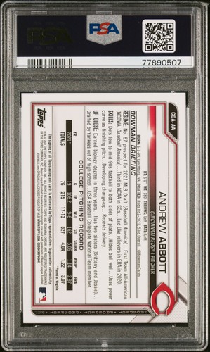 2021 BOWMAN DRAFT CHROME DP AUTOS #CDAAA ANDREW ABBOTT 78/99 PSA 10 ...