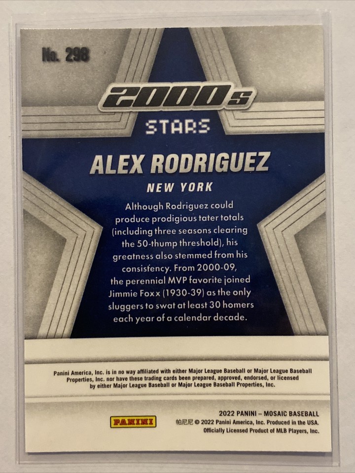 Alex Rodriguez 2000s Stars 2022 Panini Mosaic Baseball #298 New York ...