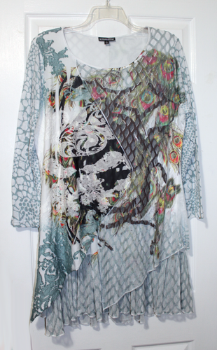 The Pyramid Collection Womens XL Teal Multimedia Tiered Knit BOHO Dress ...