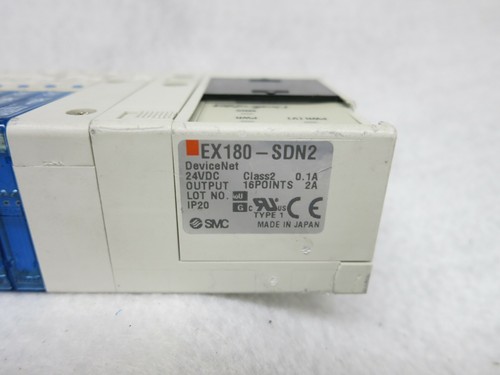 SMC EX180-SDN2 SI Unit DeviceNet w/ 8 SMC SJ2160-5CU-C4 Solenoid Valves ...