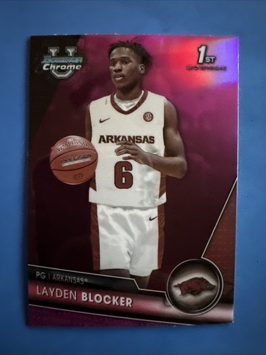 Layden Blocker 2023-24 Bowman U Chrome 1st Pink SP Arkansas Razorback ...