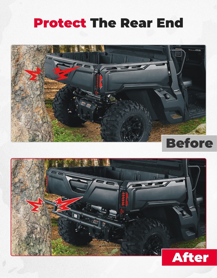 Heavy Duty Rear Bumper w/ LED Light for Can Am Defender HD5/8/10 MAX ...