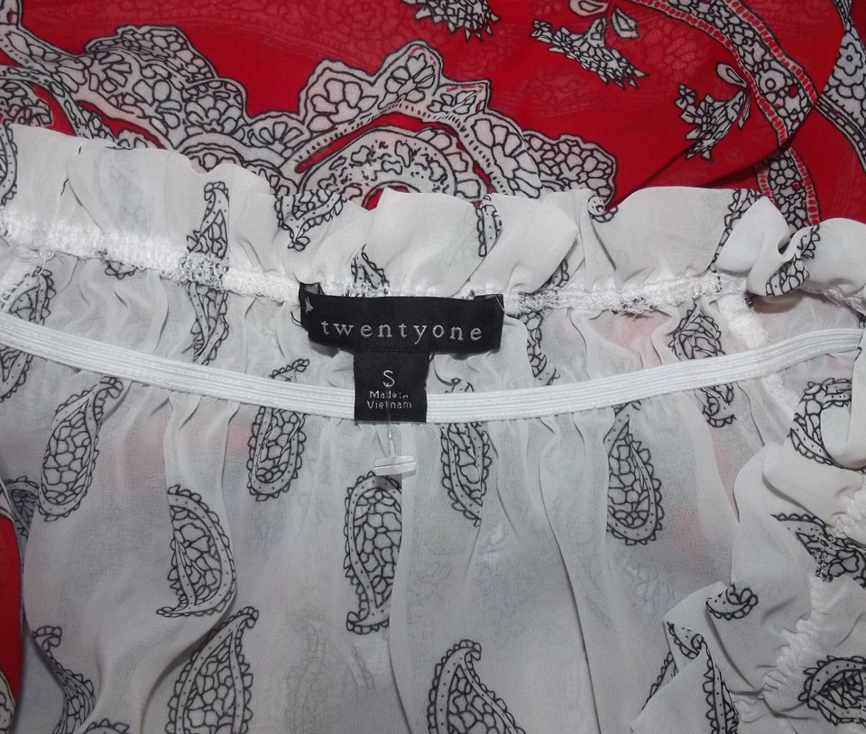 TWENTY ONE size s Semi Sheer Paisley Print Elastic Gather Tie Front ...