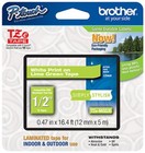 Brother 1/2" (12mm) White on Lime Green P-touch Tape for PTE500, PT ...