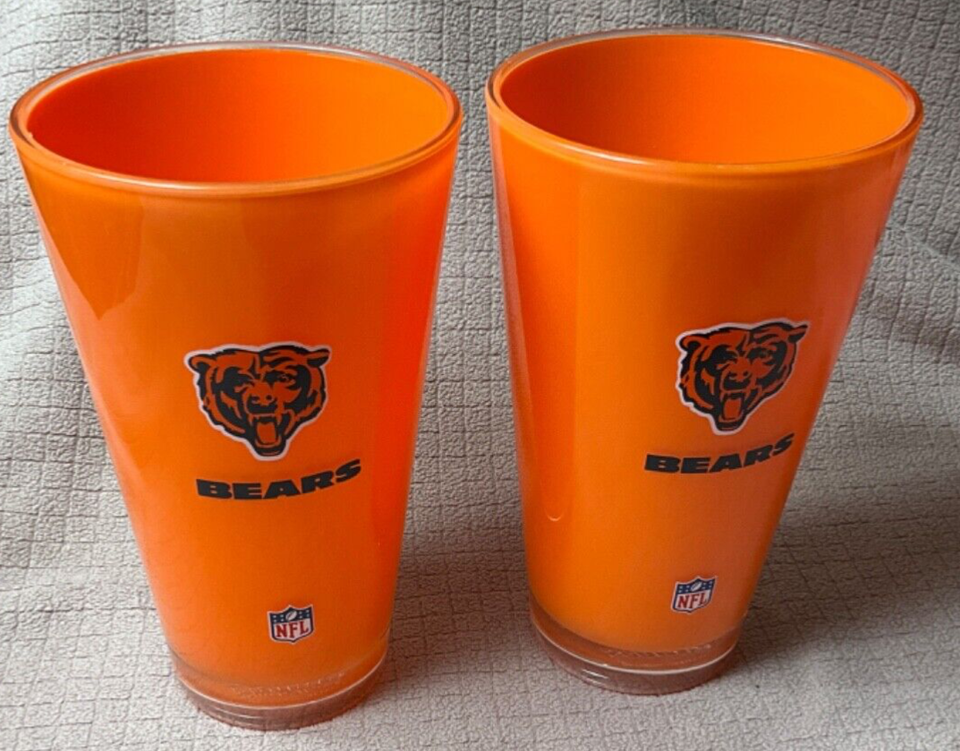 Chicago Bears Logo Orange Plastic Pint Glass by Duck House Sports - Set ...