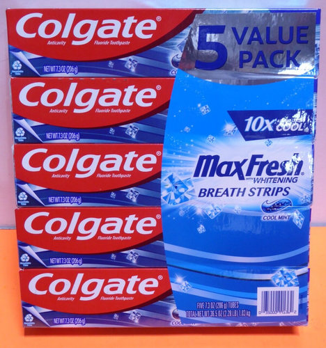 5 PACK - Colgate Max Fresh Toothpaste with Mini Breath Strips, Cool ...