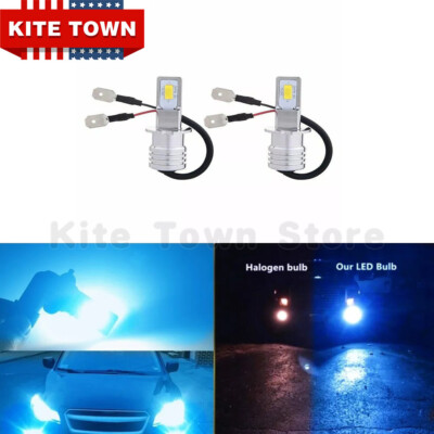 2pcs H3 LED Headlight FOG Light Bulbs 8000K Blue Driving DRL Lamp 100W ...
