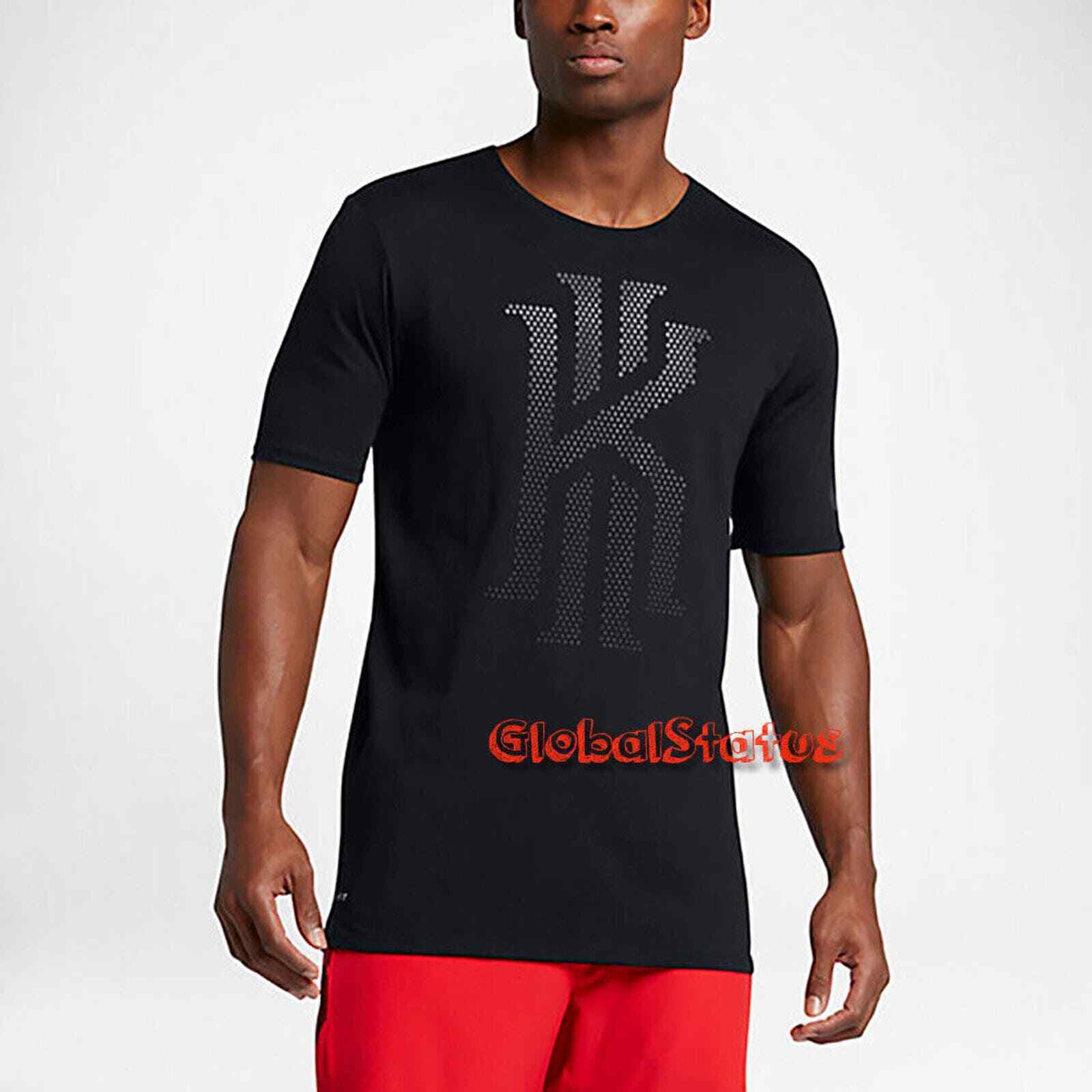 NIKE KYRIE LOGO MUTED ELONGATED HEM BLACK SHIRT PLAYOFFS SZ MEDIUM ...