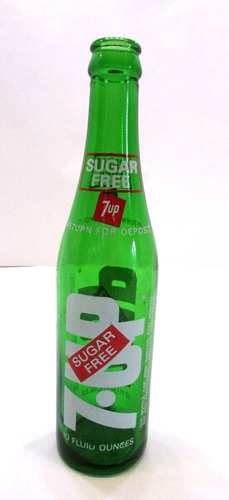 Vintage 1976 Sugar Free 7up Empty Old 10 oz 9" Tall Green Glass Soda ...