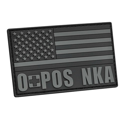 OPOS O POS O+ USA flag blackout american patriotic blood type NKA NKDA ...