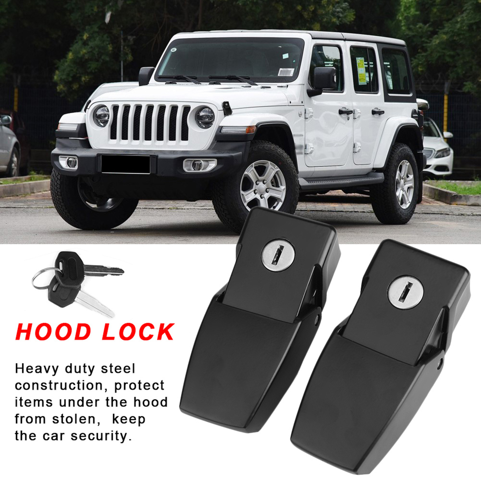 *Anti Theft Car Hood Latch Lock Kit Assembly With Keys For Wrangler JK ...
