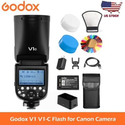 US Godox V1 V1-C Flash for Canon Camera TTL Flash Speedlight Round Head ...