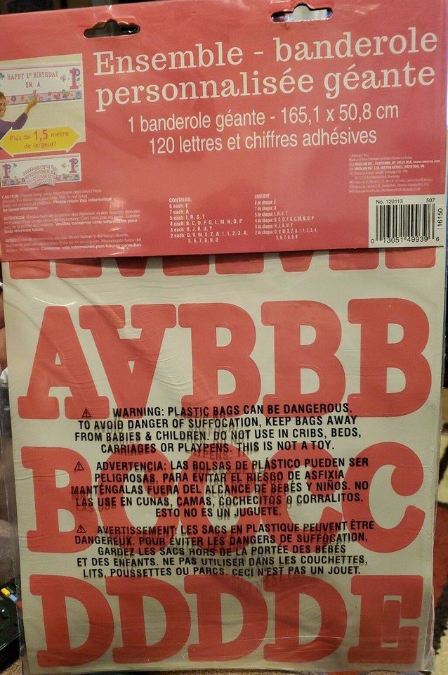 Personalized Giant Banner Kit - PINK 1ST BIRTHDAY - Over 5 ft wide ...