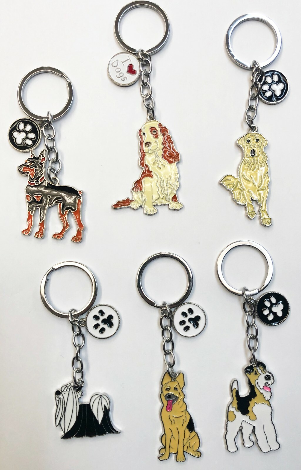 Dog Keyring Key chain German Shepherd Doberman Labrador Shih Tz Cocker ...
