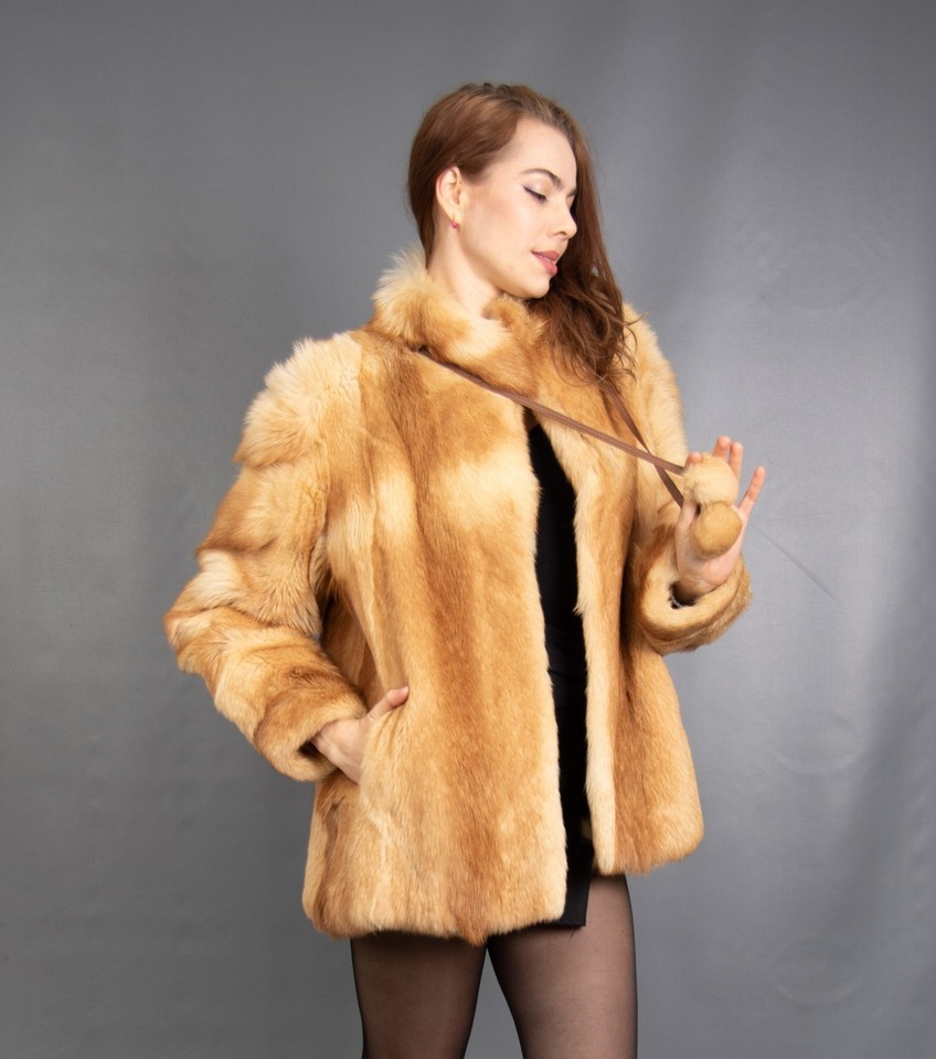 8093 SUPERIOR REAL FOX COAT LUXURY FUR JACKET PELZ BEAUTIFUL LOOK SIZE ...