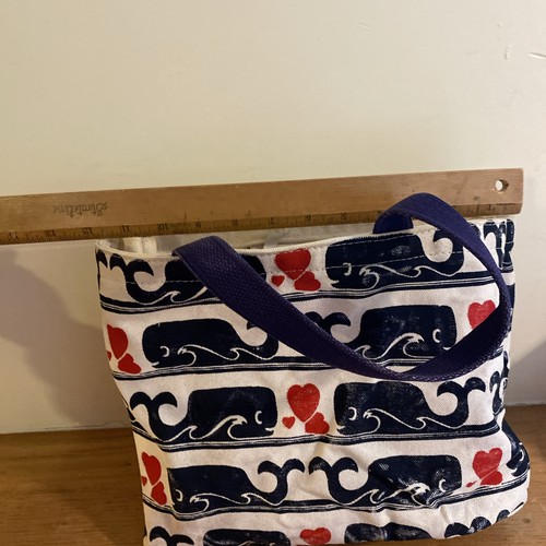 Vintage Pappagallo Canvas Beach Bag Whale Heart Pattern Travel VTG ...