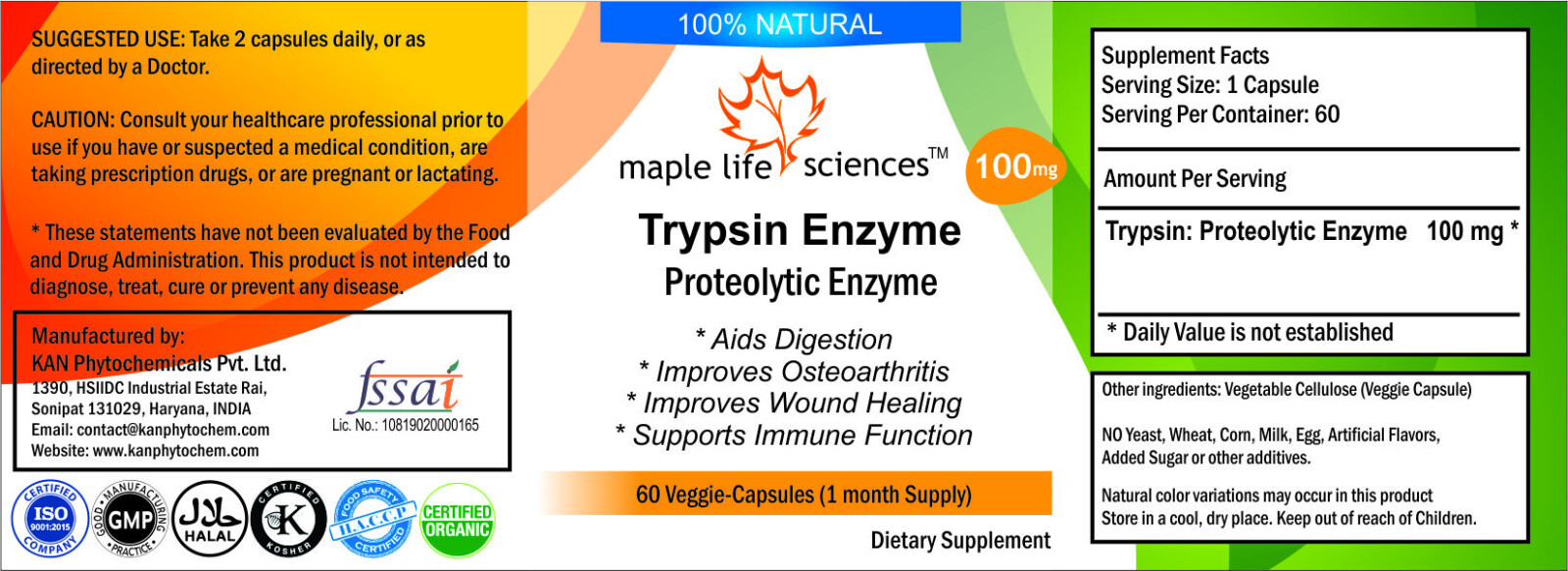 Trypsin : Proteolytic Enzyme Capsules High natural potency of Enzymes ...