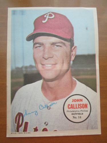 1967 TOPPS BASEBALL PIN UPS JOHNNY CALLISON # 14 PHILADELPHIA PHILLIES ...