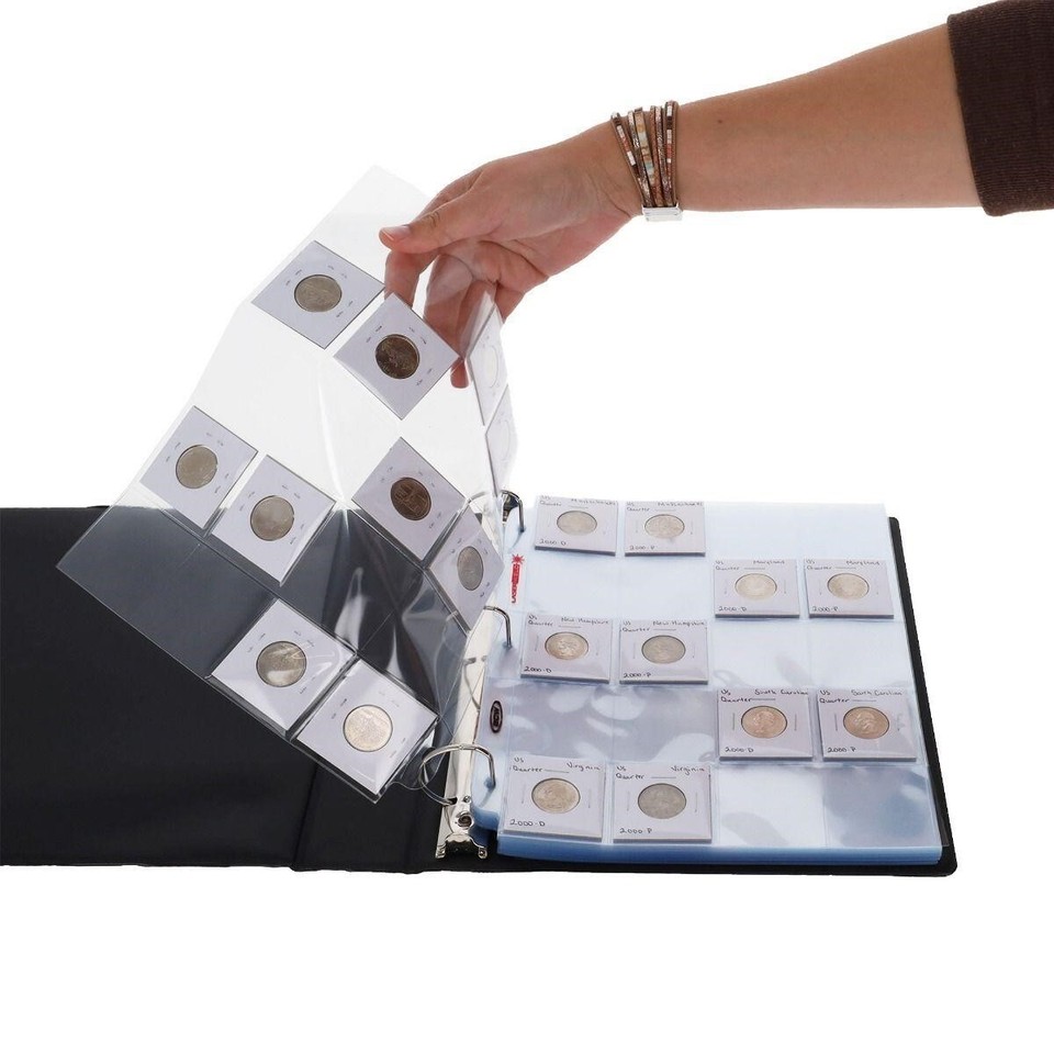 2x2 Coin Flips Pages 50 BCW Laser Weld Sheets For 3 Ring Album PVC Free ...
