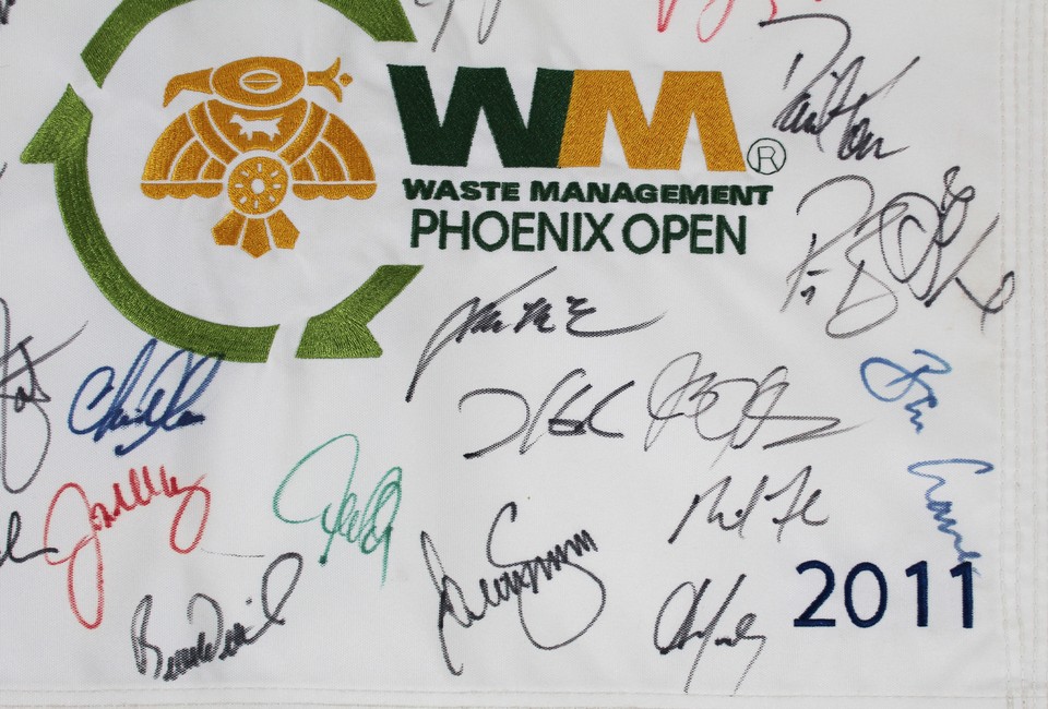 (30) Singh, Mickelson, Fowler, Matsuyama Signed 2011 WM Open Flag BAS # ...
