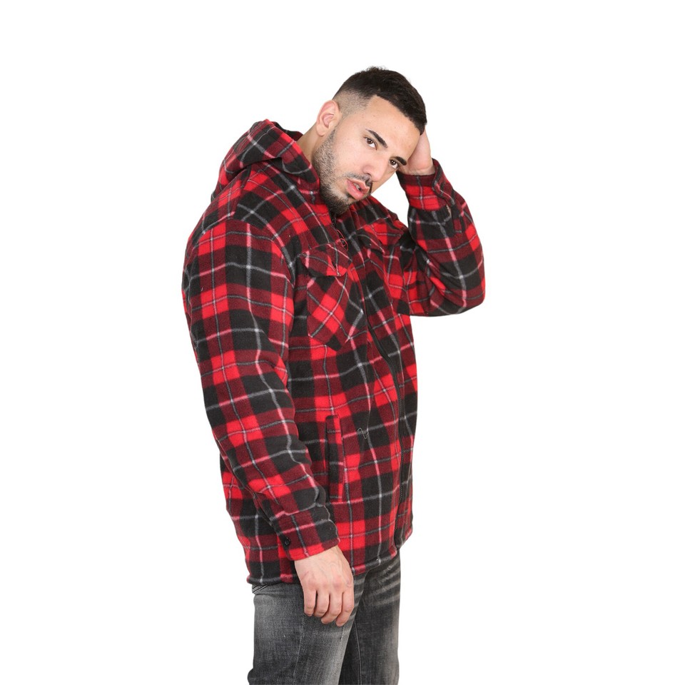 PADDED SHIRT FUR LINED LUMBERJACK FLANNEL WORK JACKET WARM THICK CASUAL ...