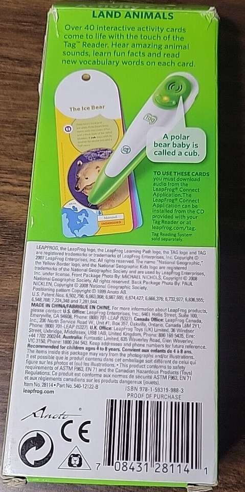 Leapfrog Tag Activity Cards National Geographic Land Animals | eBay