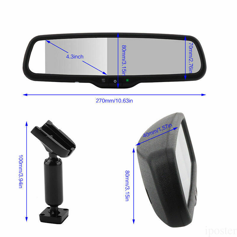 OEM Car Rear View Mirror Monitor 4.3"+No1 Mount+CCD Color Reversing ...