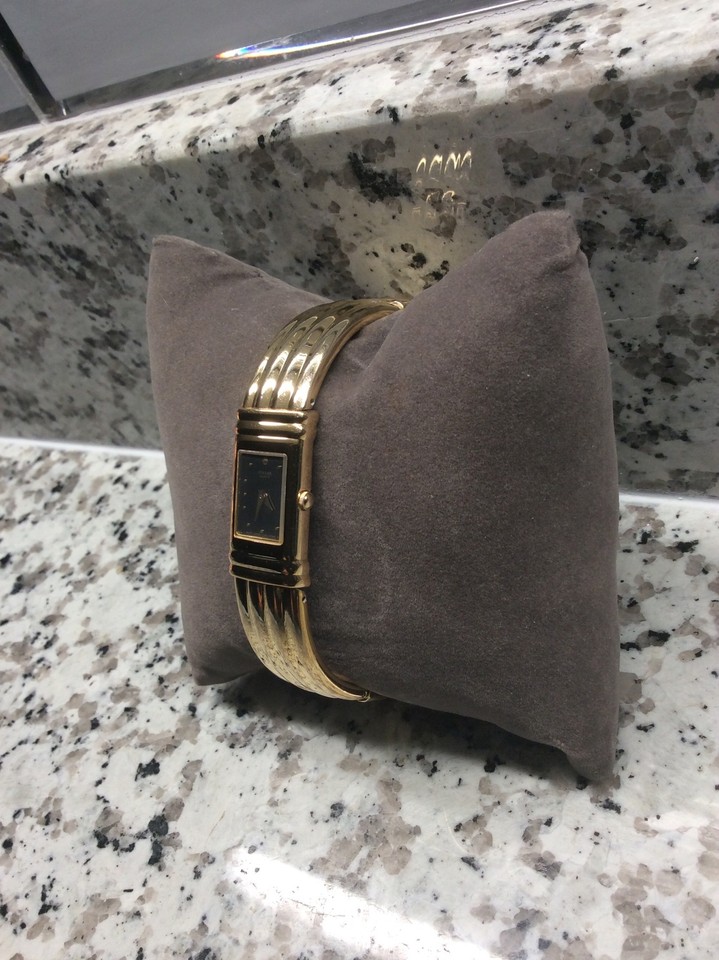 GORGEOUS PULSAR GOLD TONE LADIES BANGLE FOLD OVER CLASP WATCH GREAT ...