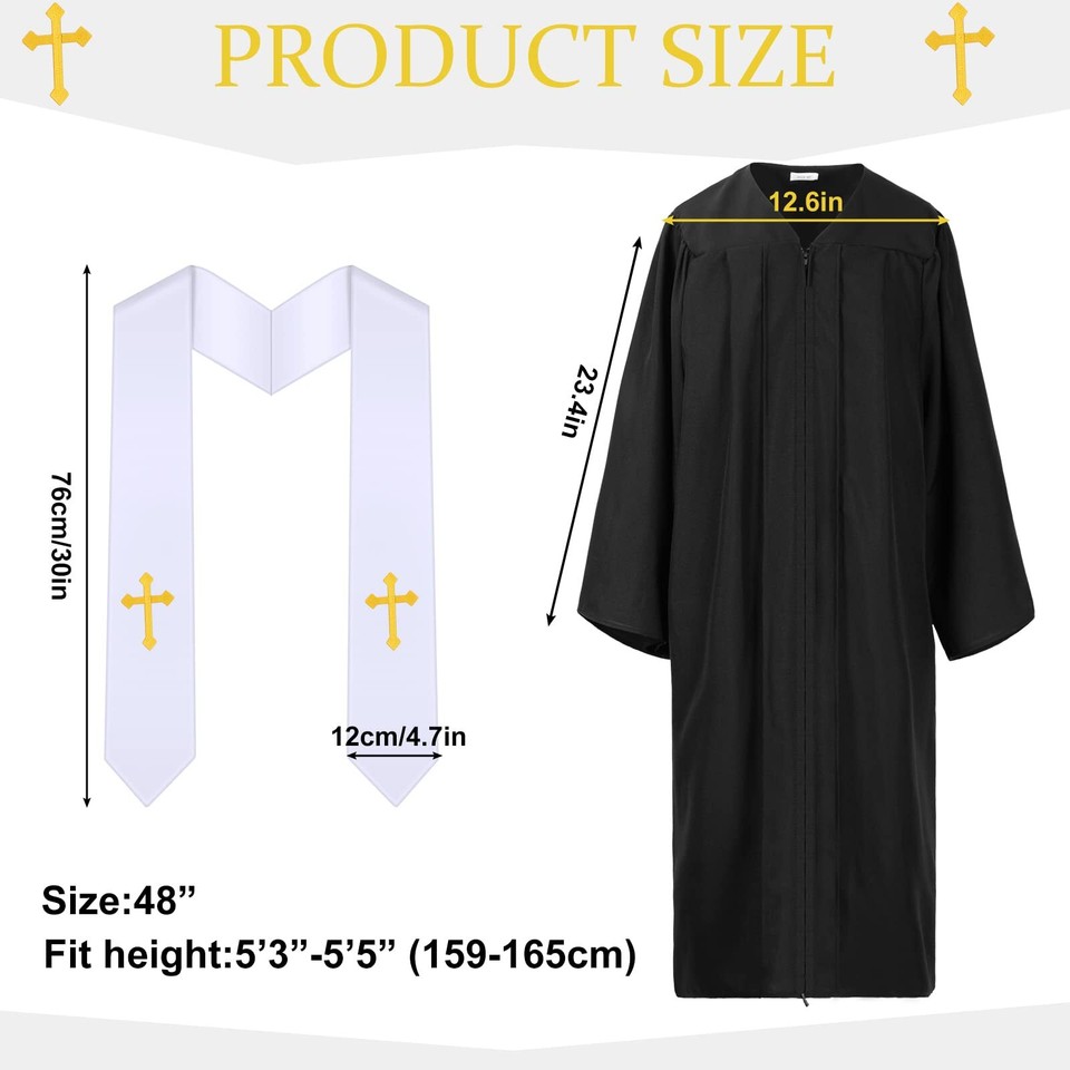 2 Pcs Clergy Robes Priest Costume Set Women Pulpit Choir Robe Baptism ...