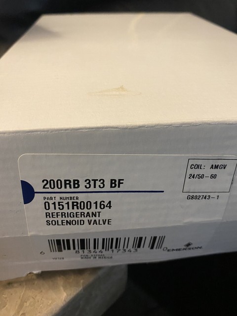 Emerson solenoid valve 3/8 ODF solder 24v coil included 200RB 3T3 BF ...