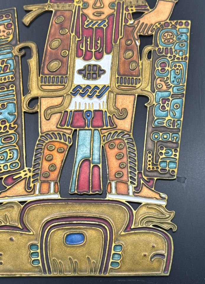MUSEUM QUALITY! Miguel Pineda RARE! Enamel Copper Guatemala AZTEC ...