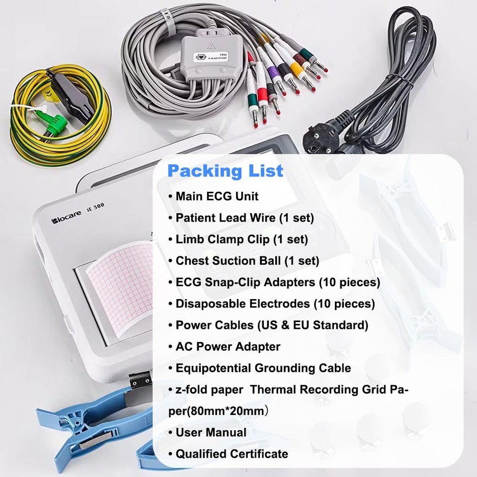 Biocare 12 lead ECG Machine Portable with Au-to Analysis Diagnosis ECG ...